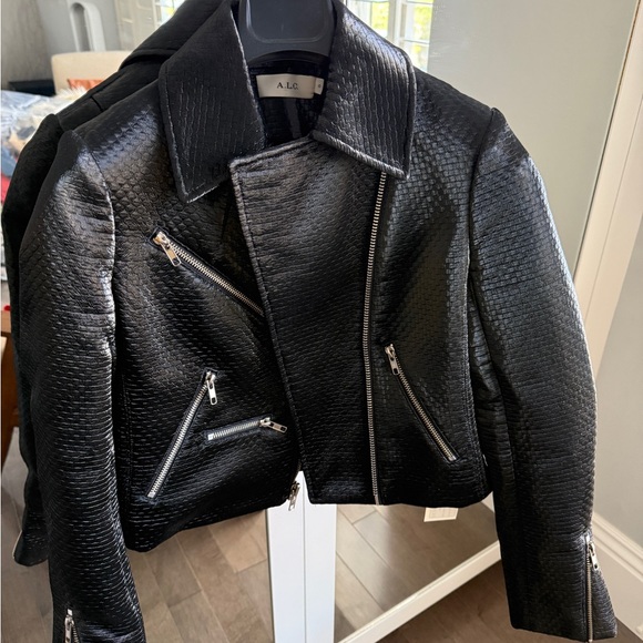 A.L.C. | Jackets & Coats | Alc Black Leather Moto Jacket With Quilted ...